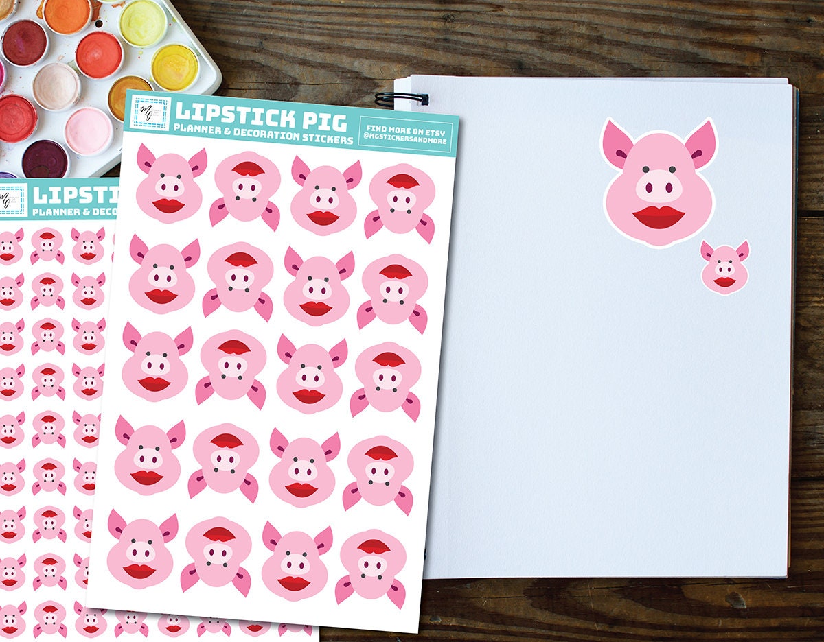 Lipstick Pig, Stickers, Piggy, Love Pigs, Animal Stickers, Oink, Pink ...