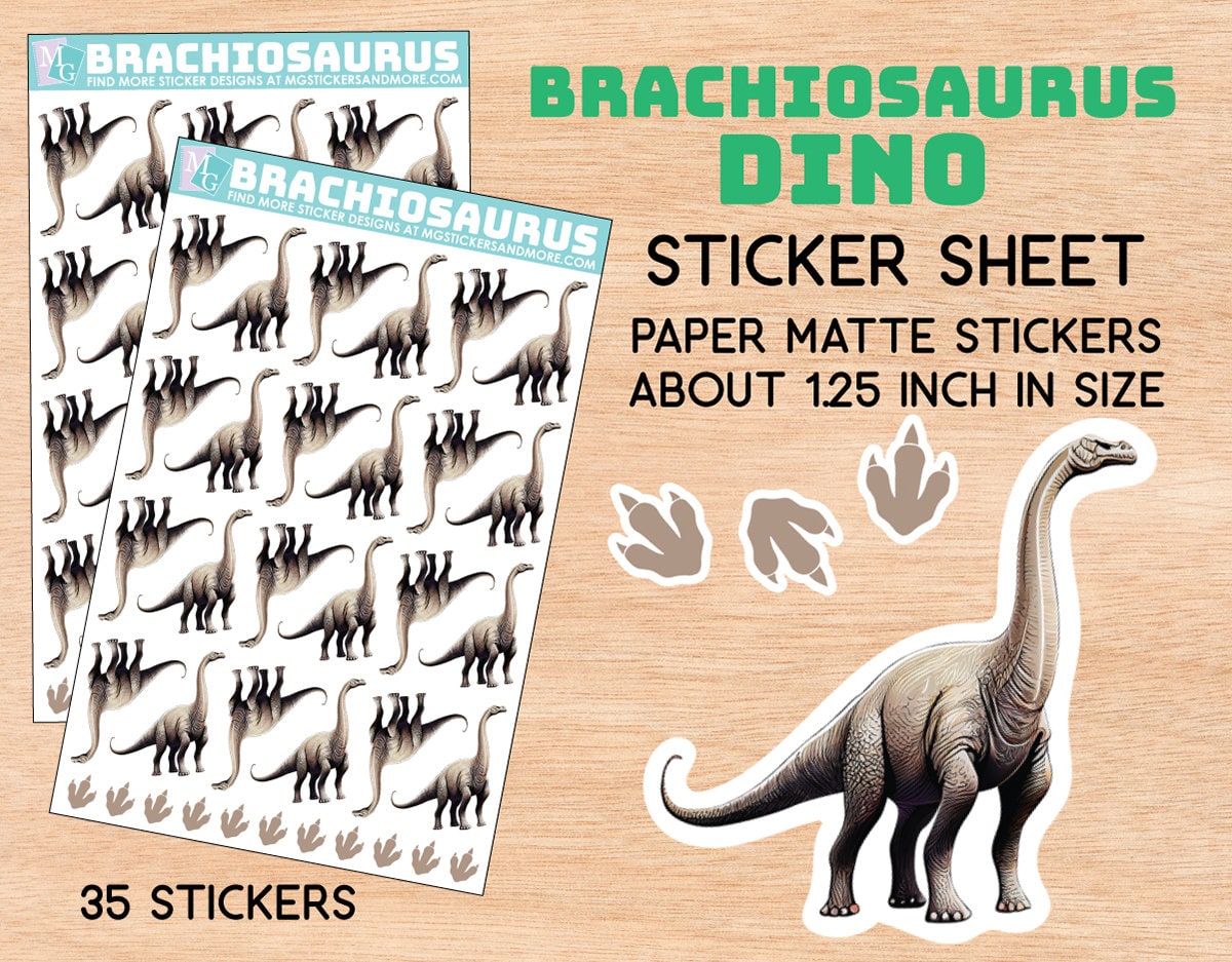Brachiosaurus Sticker Sheet Dinosaur Stationary Dino - Etsy