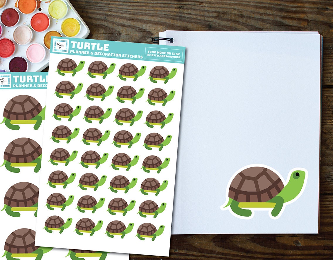Turtle Stickers Turtle Paper Stickers Mini Large Dots | Etsy