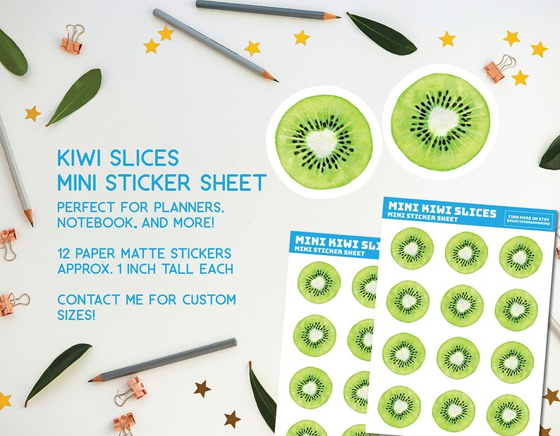 Mini Kiwi Stickers Fruits Mini Fruit Kiwi Slices Bullet | Etsy