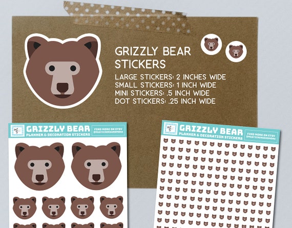 Grizzly Bear Stickers Bear Bullet Journal Planner Stickers - Etsy