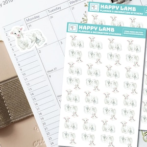 Lamb Stickers, Happy Lamp, Sheep, Stationary, Paper Stickers, Cute ...