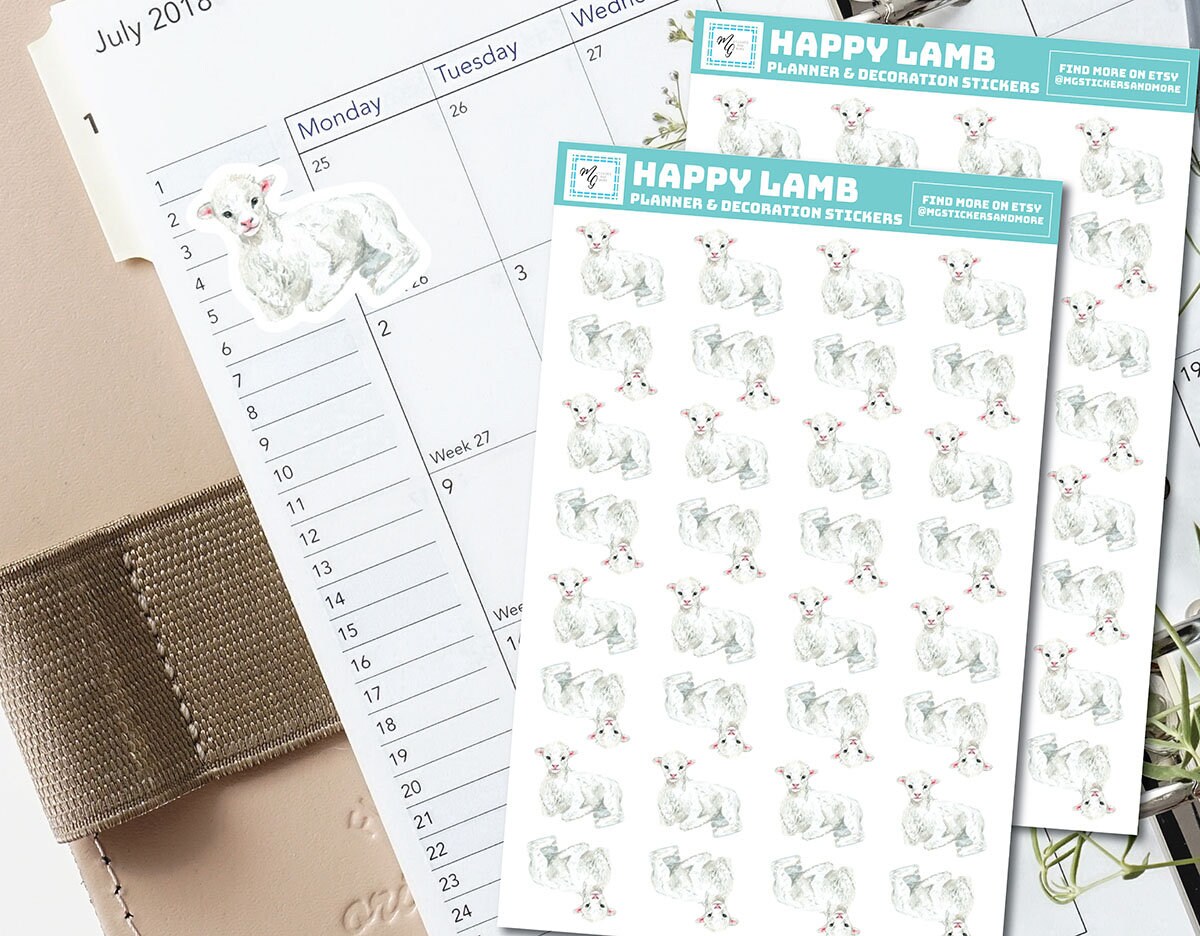 Lamb Stickers Happy Lamp Sheep Stationary Paper Stickers - Etsy
