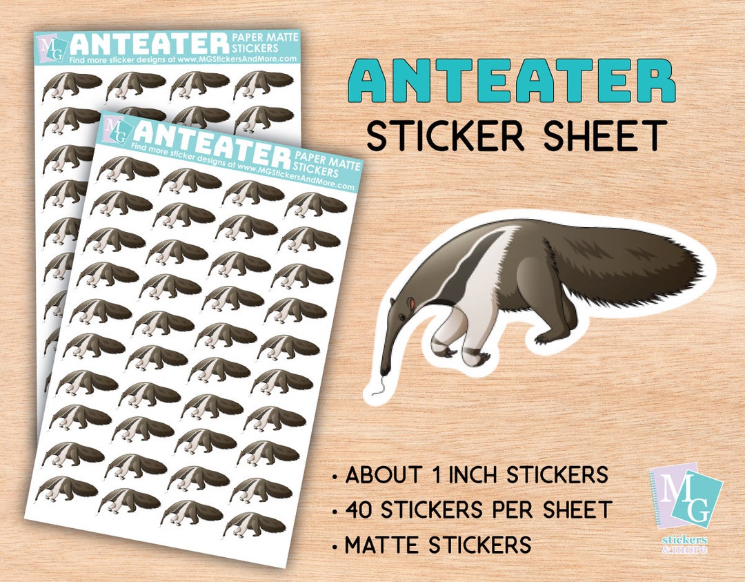 Anteater Sticker Sheet, Matte Stickers, Zoo, Animal Love, Animals ...