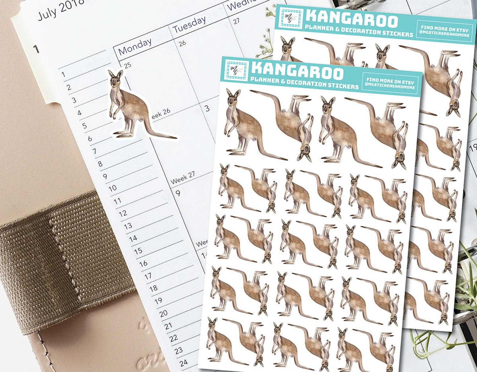 Kangaroo Sticker Sheet Kangaroos Australia Animals Zoo - Etsy