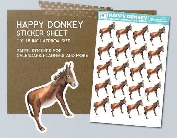Donkey Stickers Happy Donkey Donkey Stationary Farm Life | Etsy
