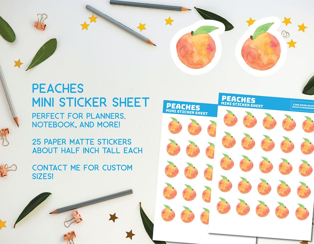 Peach Mini Stickers, Georgia Peaches, Texas Peaches, Stationary, Cute ...