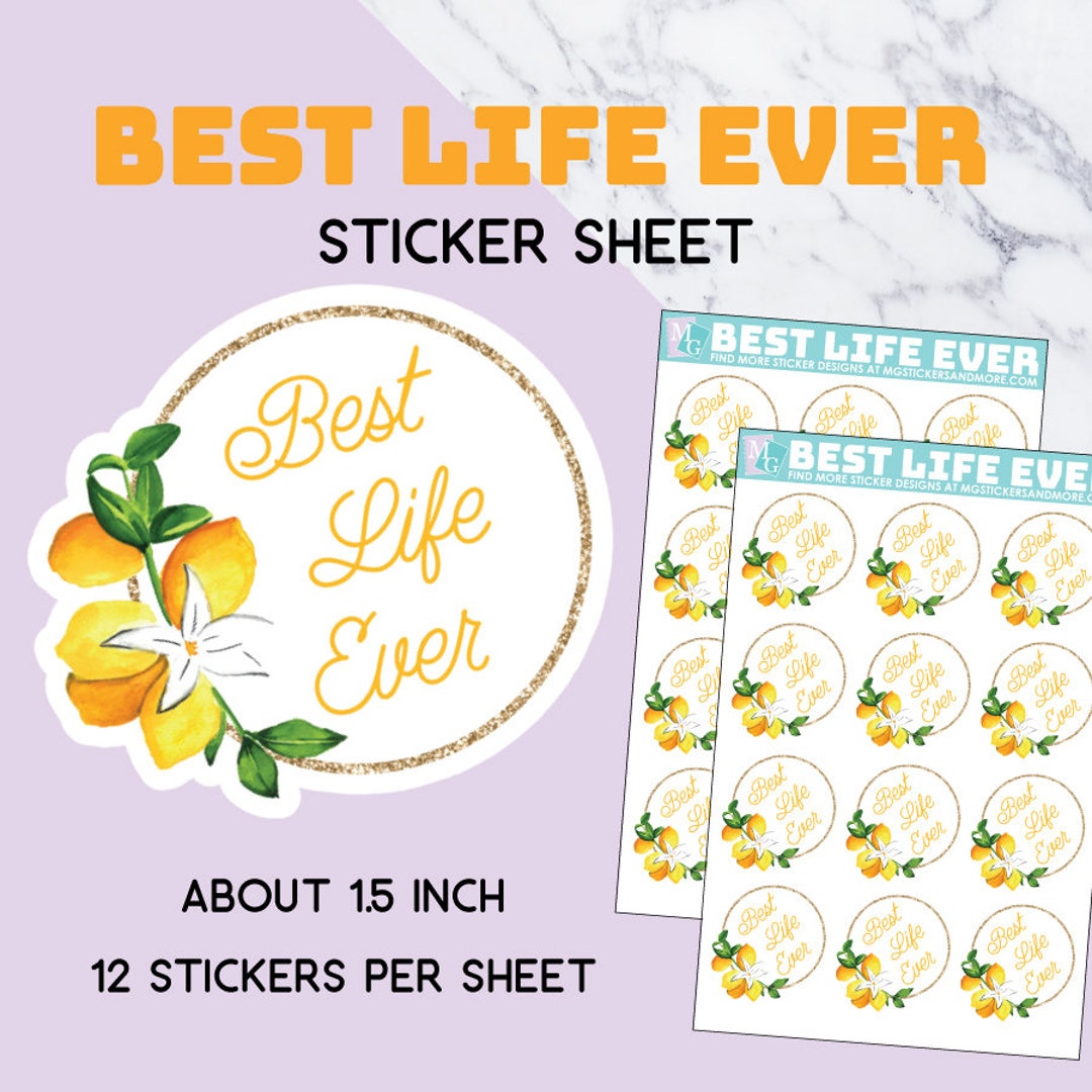 Best Life Ever Sticker Sheet, Lemons, Citrus, Stationary, Paper Matte ...