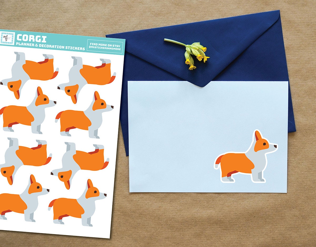 Corgi Sticker Sheets Assorted Sizes Corgi Paper Stickers | Etsy