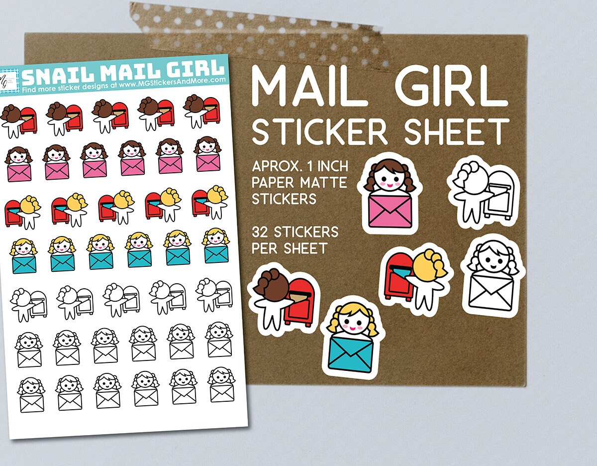 Mail Girl Post Box Mail Box Sticker Sheet Paper Matte - Etsy