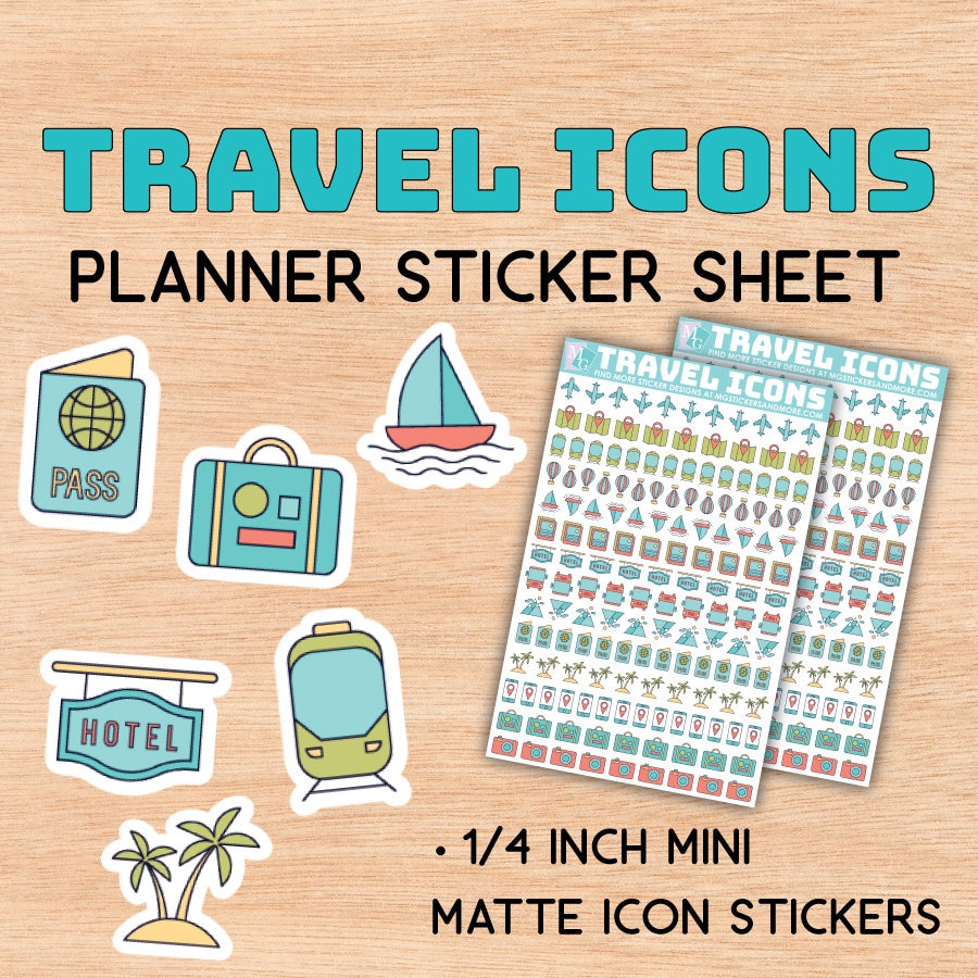 Travel Stickers Planner Sticker Icons Small Mini Paper - Etsy
