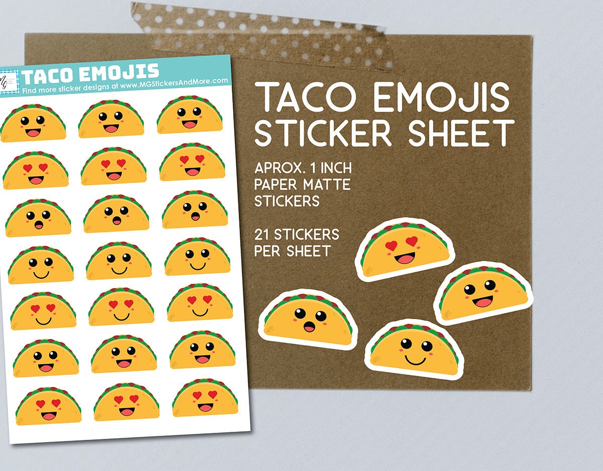 Taco Emoji Sticker Sheet for Crafting Journaling | Etsy