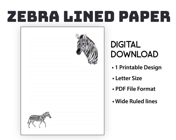 Zebra Lined Paper for letter writing printable stationary - Etsy France