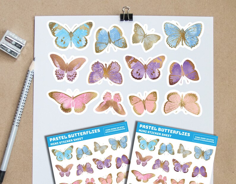 Mini butterfly stickers pastel butterflies cottage core | Etsy