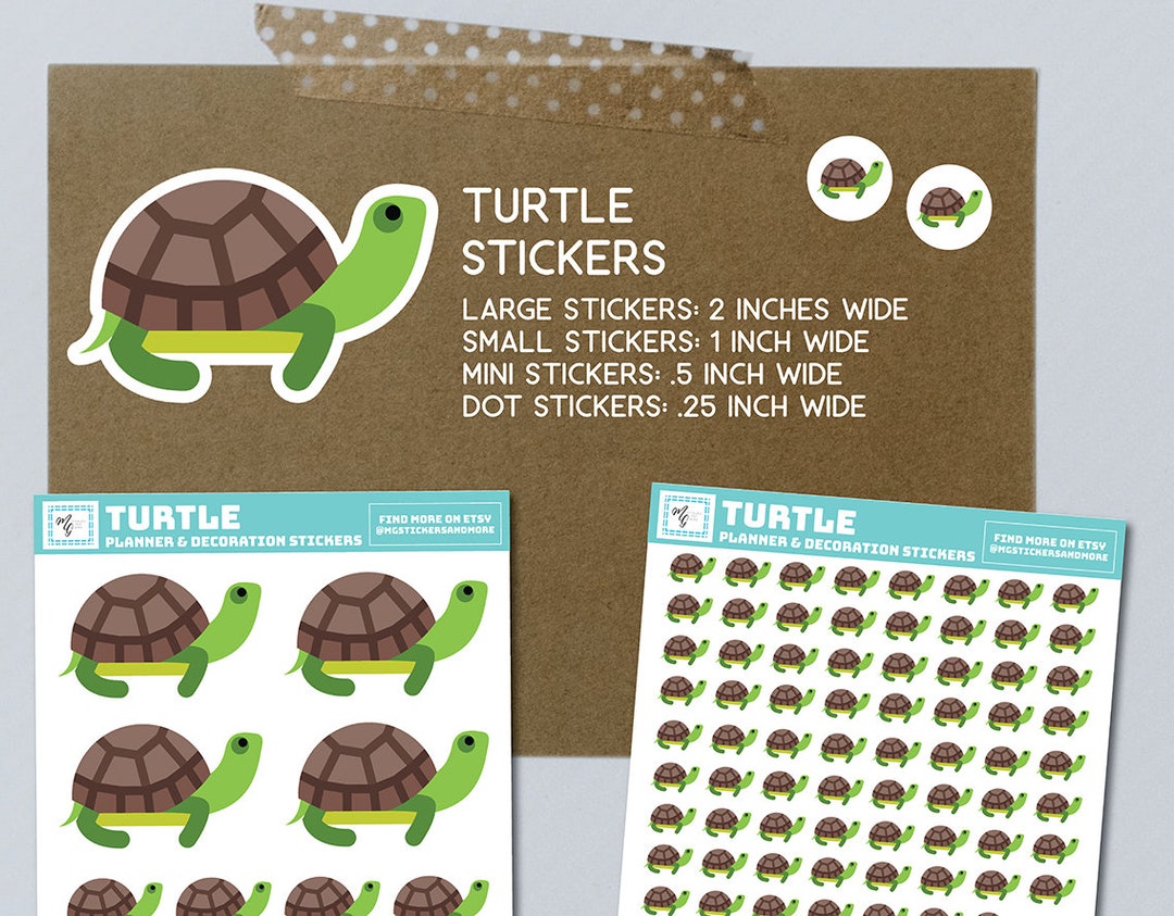Turtle Stickers, Turtle, Paper Stickers, Mini, Large, Dots, Small, One ...
