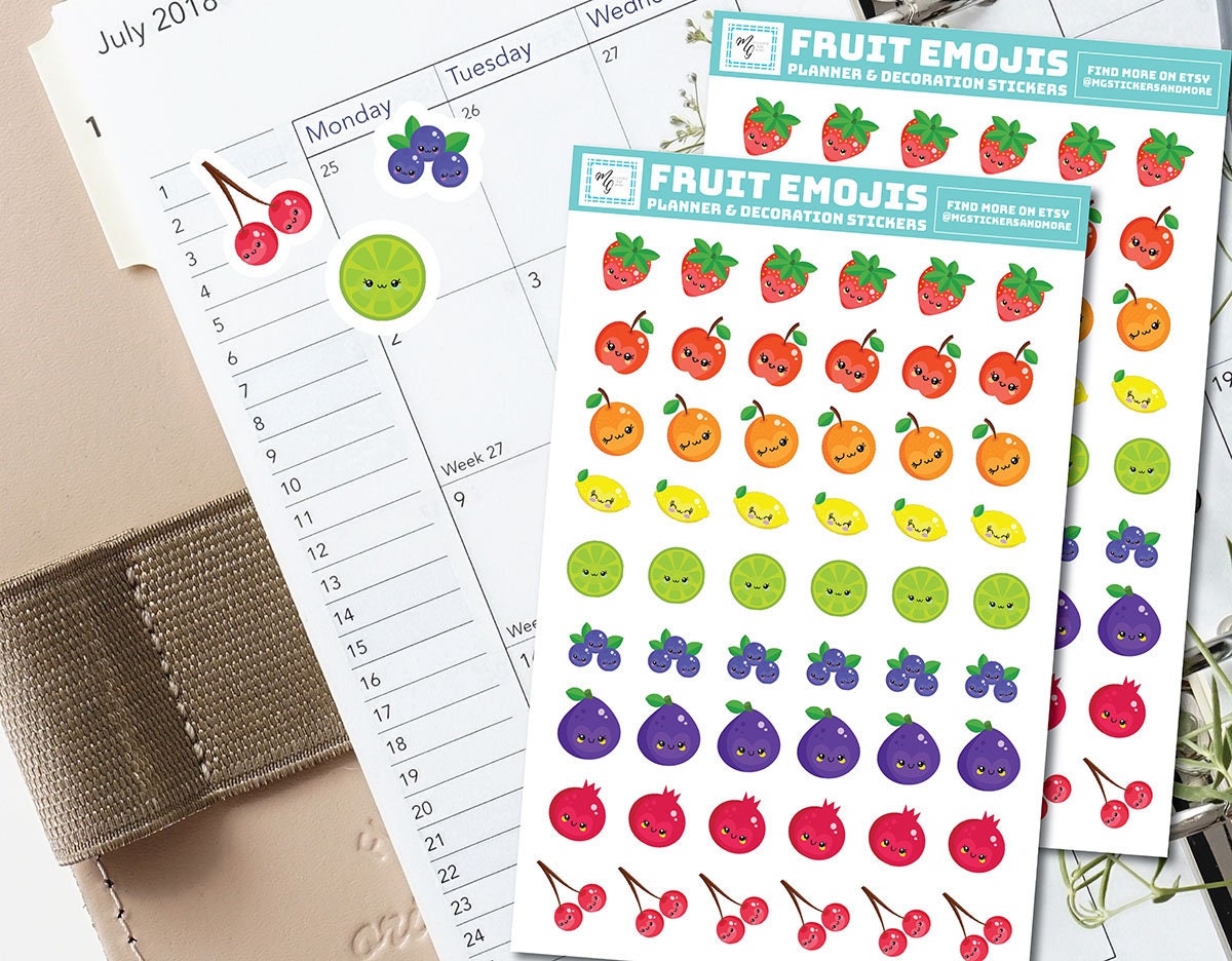 Embellishments Papercraft paper matte stickers cute fun fruit fruit ...