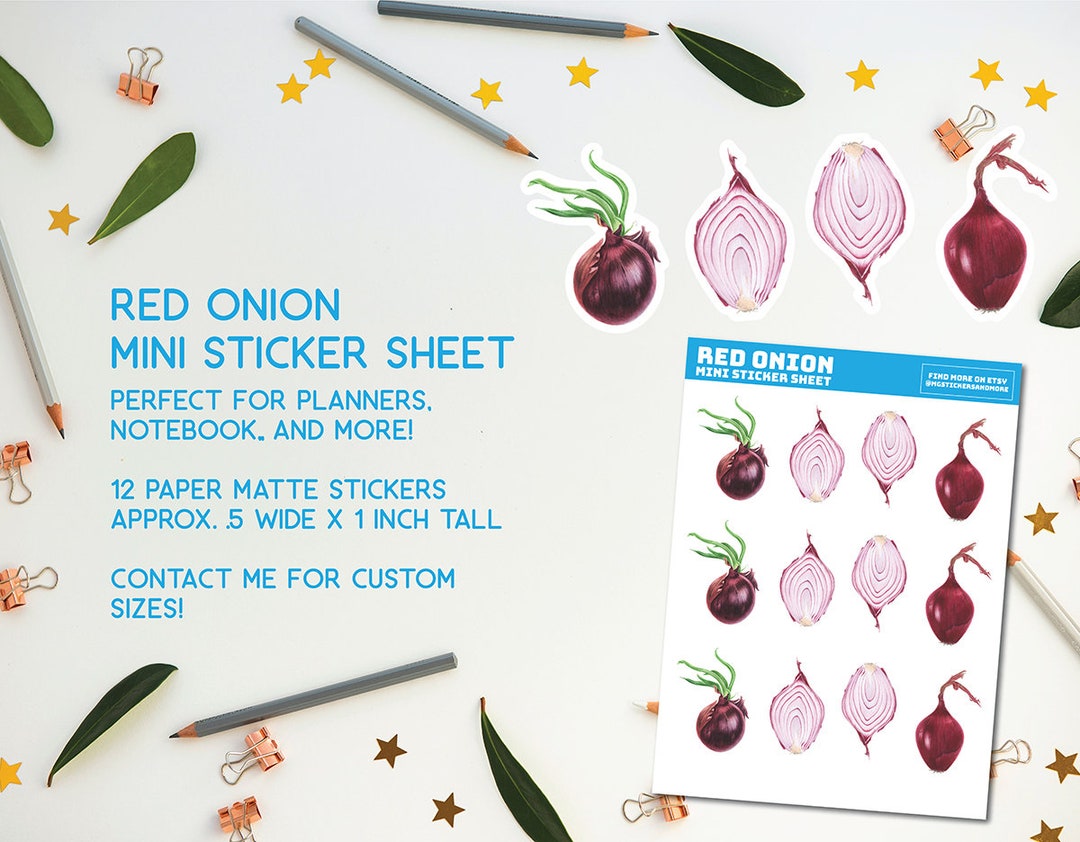 Red Onion Mini Paper Stickers, Mini Vegetables, Mini Onion, Red Onion ...
