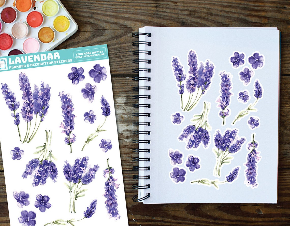 Lavender Sticker Sheet Lavender Flowers Stickers Purple - Etsy