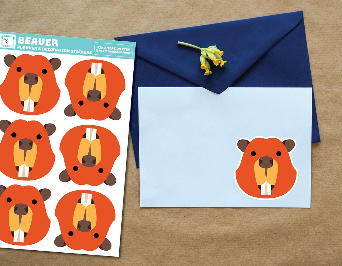 Beaver Stickers Beaver Paper Stickers Assorted Sizes - Etsy
