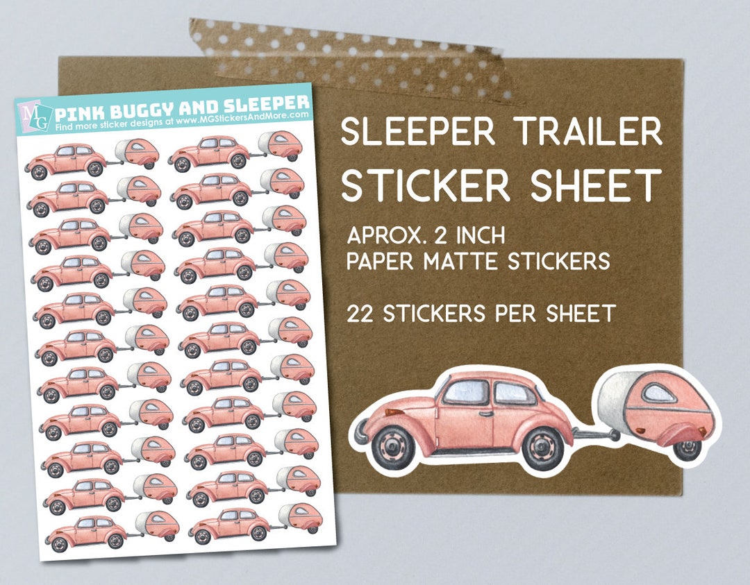 Pink Sleeper Sticker Sheets, Vintage, Retro, Travel, Stationary for ...