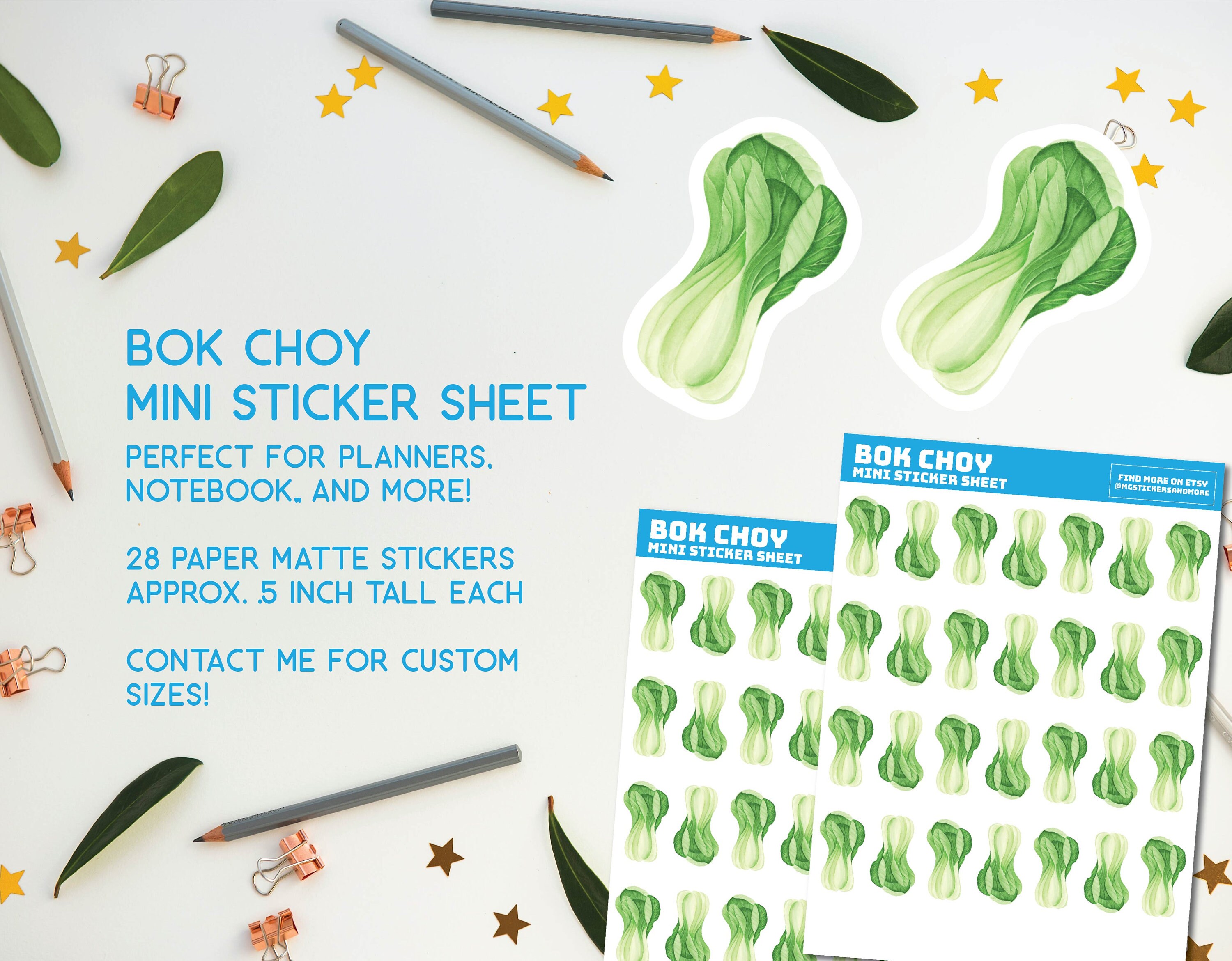 Bok Choy Mini Stickers Planner Bullet Journal Cute Paper - Etsy
