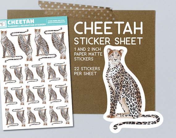 Cheetah Sticker Sheet Paper Matte Stickers Cheetahs | Etsy