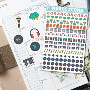 Music Stickers, Planner Sticker, Icons, Small, Mini, Paper Matte ...