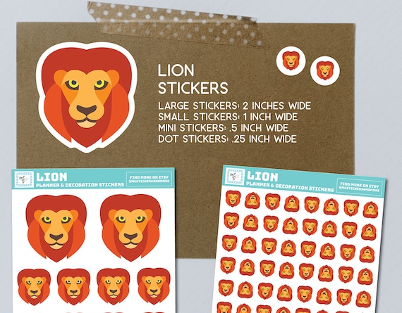 Lion stickers lion safari animal stickers paper stickers | Etsy