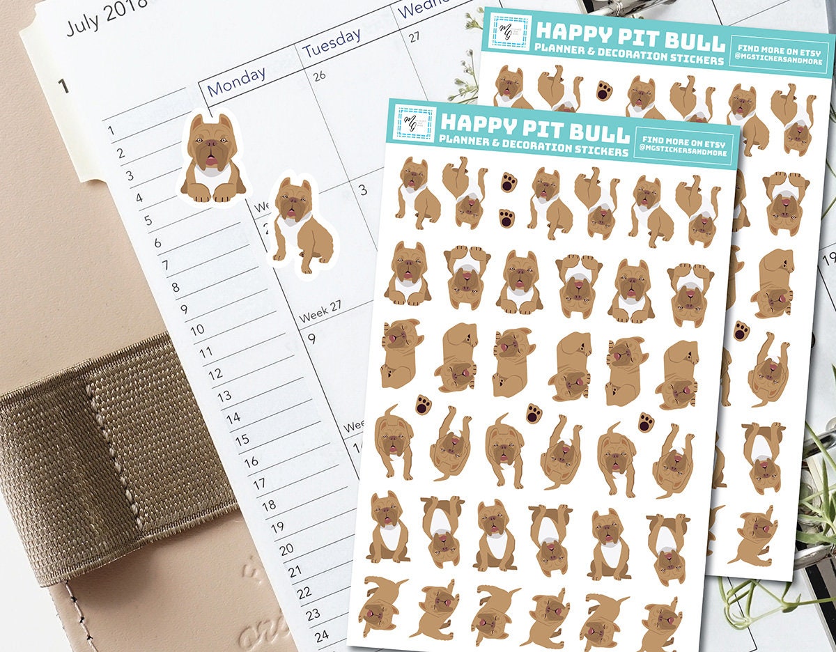 Pit Bull Cartoon Stickers Dog Pit Bull Sticker Stationary - Etsy