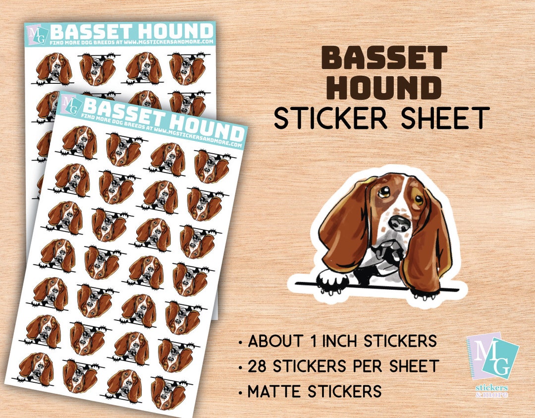 Basset Hound Dog Stickers, Sticker Sheet, Breed, Show Dog, Stationary ...