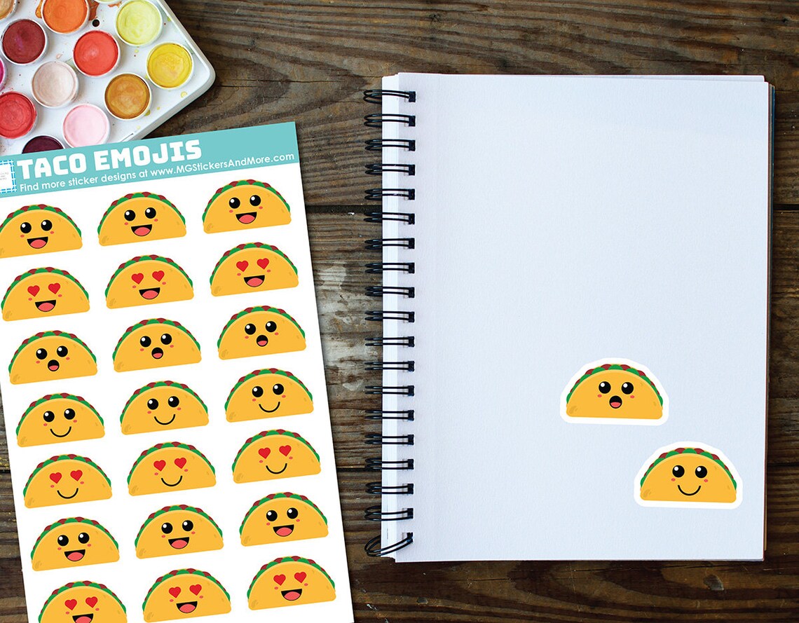 Taco Emoji Sticker Sheet for Crafting Journaling | Etsy