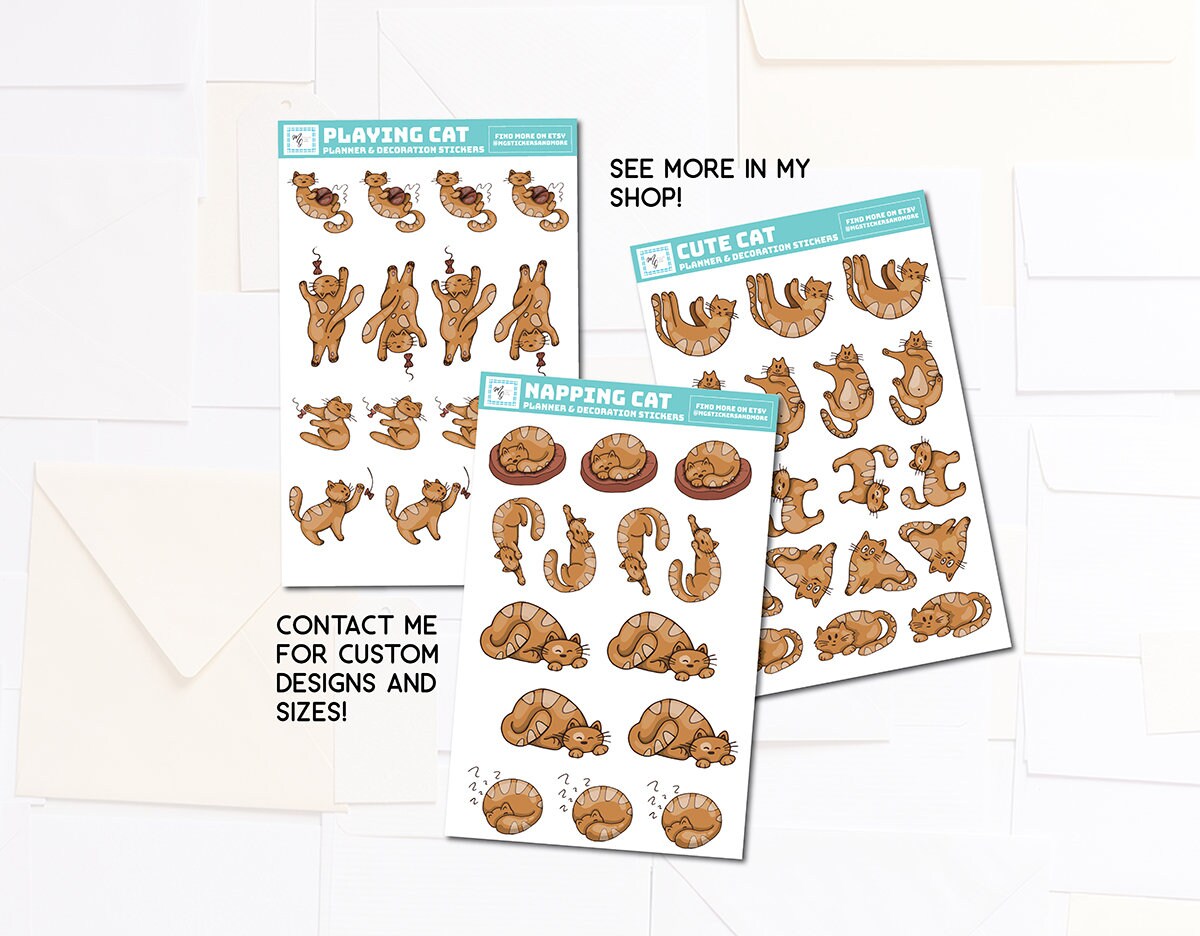 Rag Doll Cat Sticker Sheet Emojis Fancy Cat Stationary - Etsy