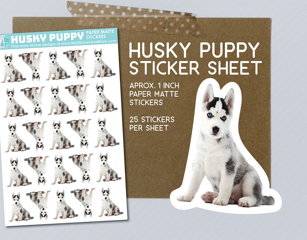 Husky Puppy Sticker Sheet, Paper Matte Stickers, Huskies, Puppies ...