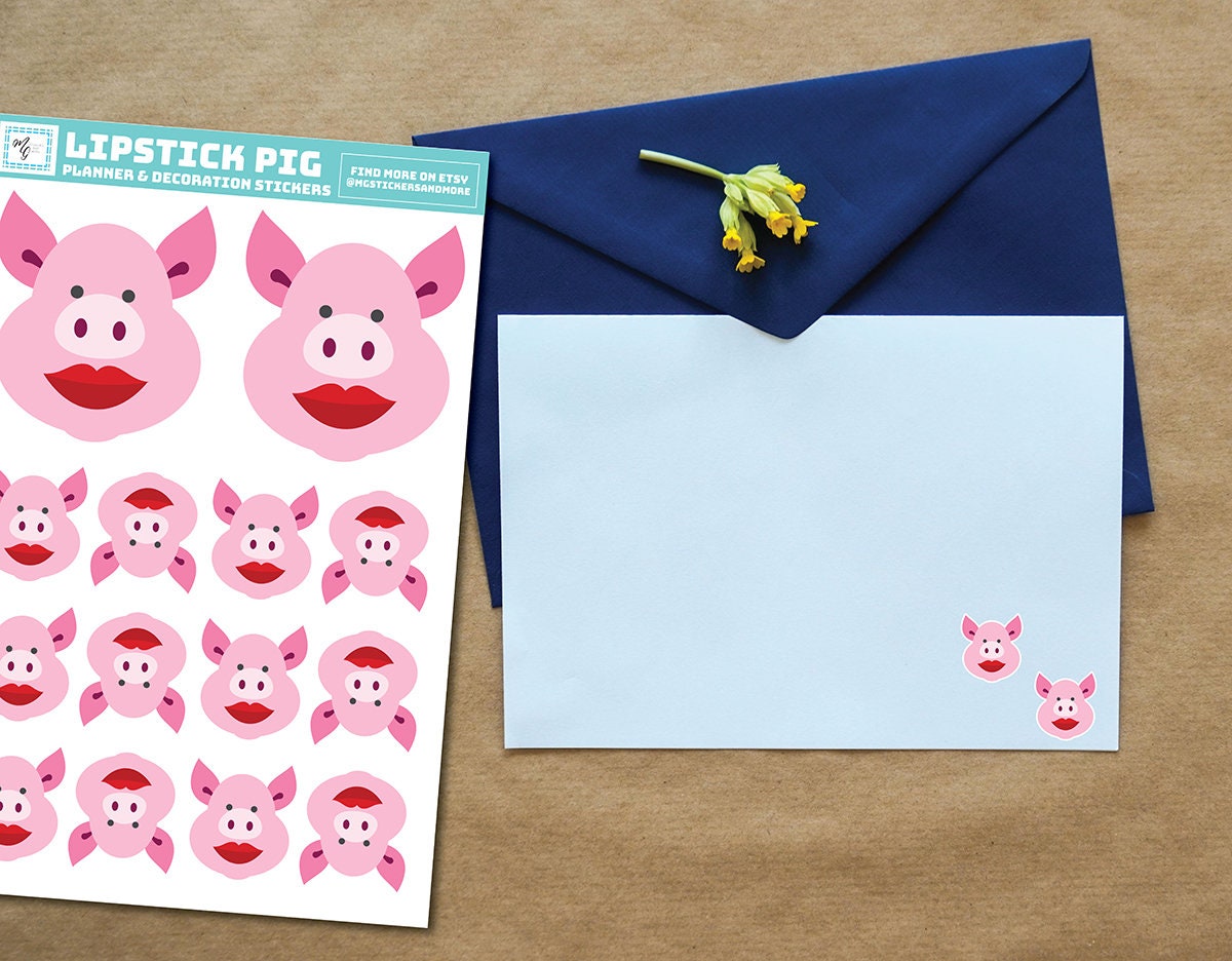 Lipstick Pig, Stickers, Piggy, Love Pigs, Animal Stickers, Oink, Pink ...