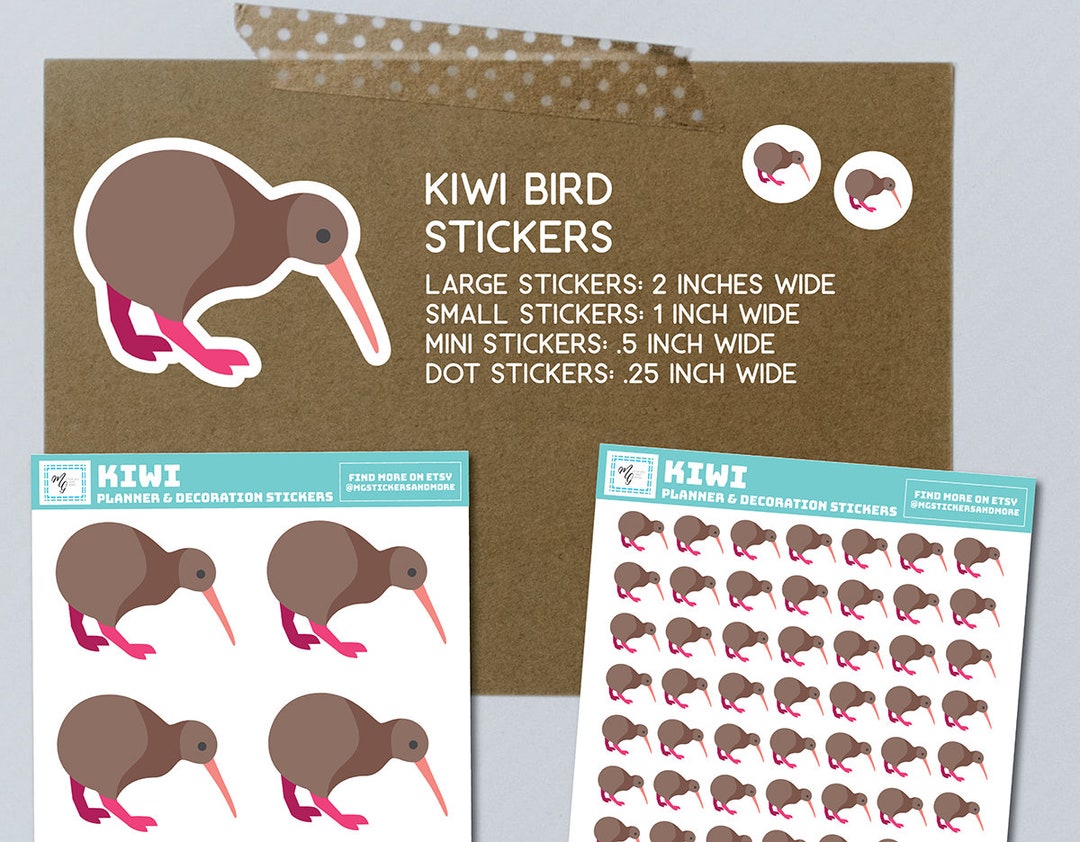 Kiwi Stickers, Kiwi Bird, Paper Stickers, Animal Stickers, Assorted ...