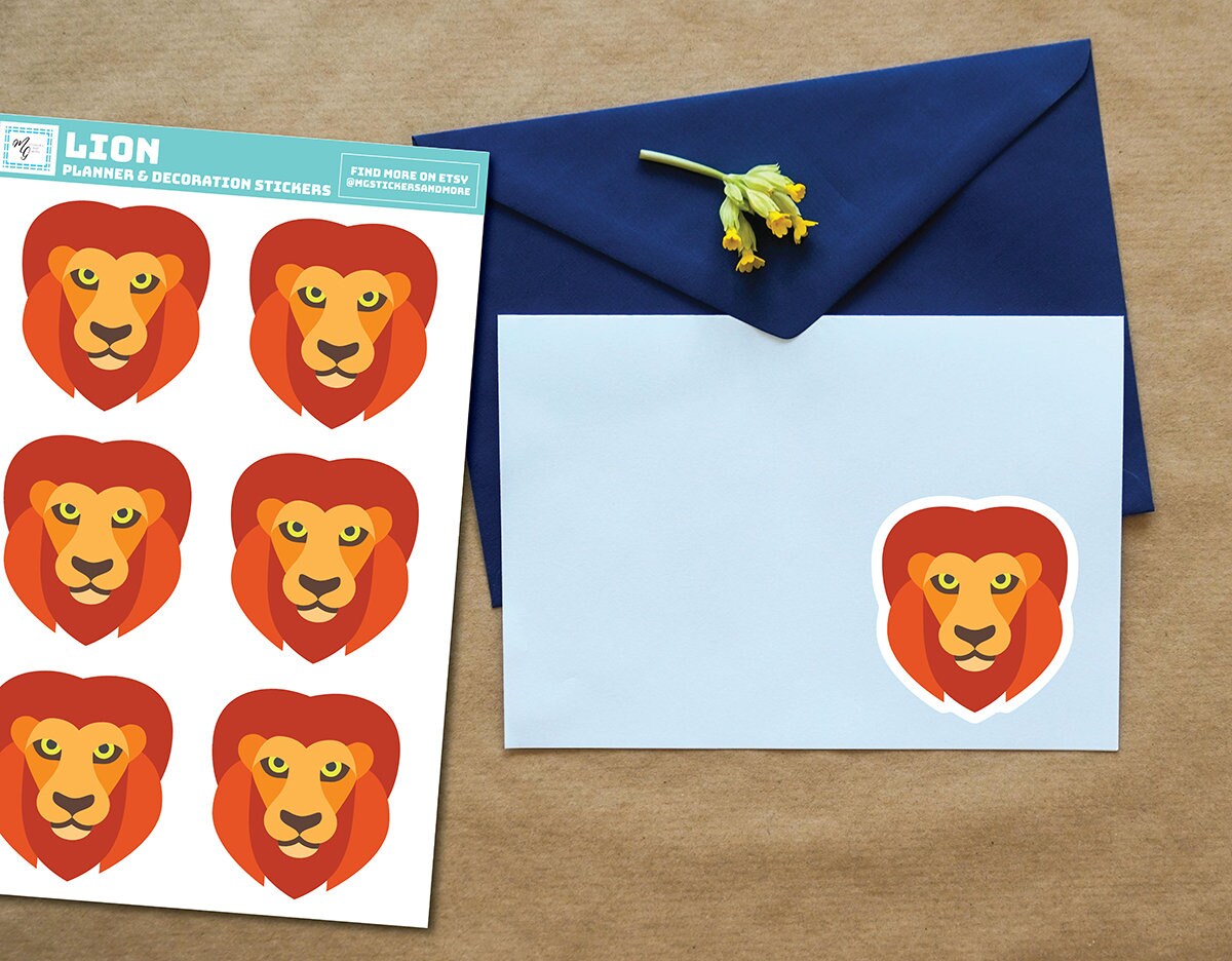 Lion stickers lion safari animal stickers paper stickers | Etsy