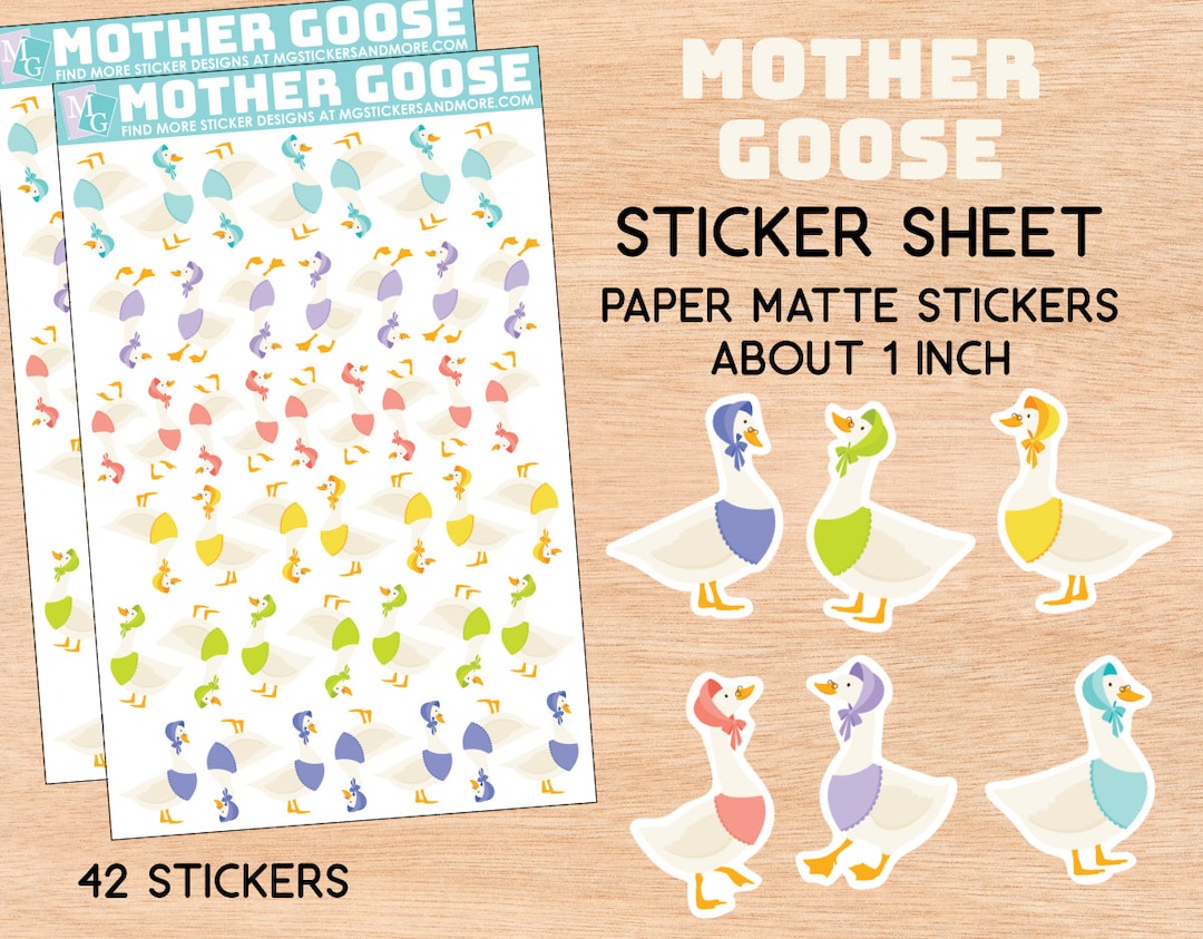 Mother Goose Sticker Sheet, Paper Matte Stickers, Story, Crafting ...