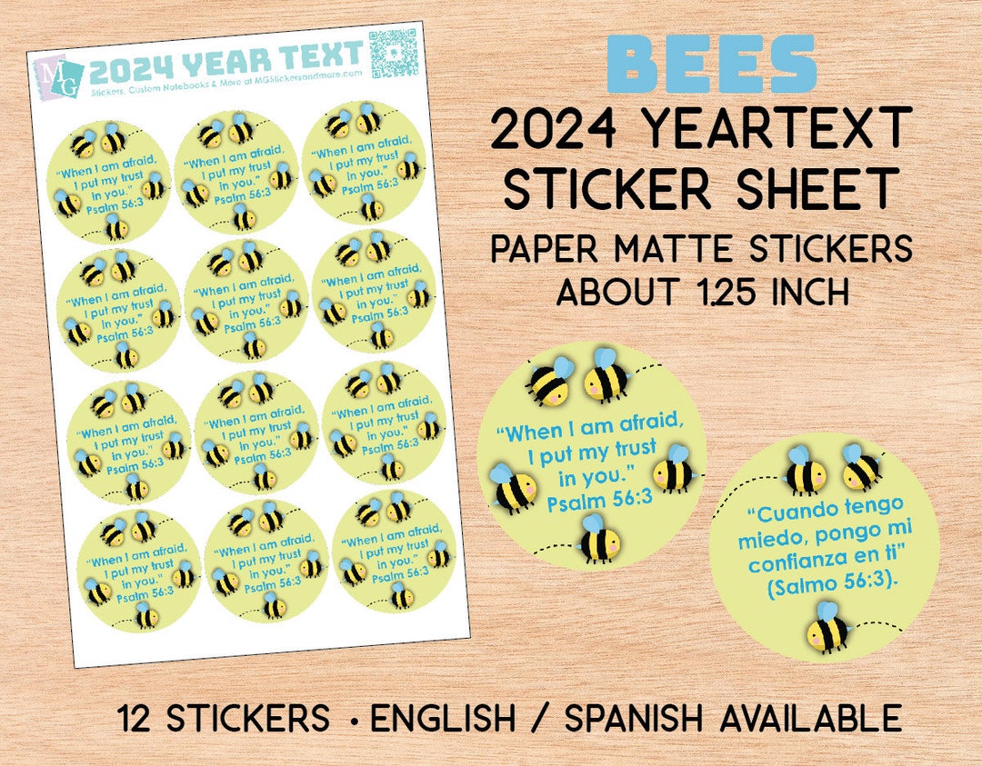 Psalm 56:3 Text Stickers, Salmo 56, 2024 Yeartext, English and Spanish ...