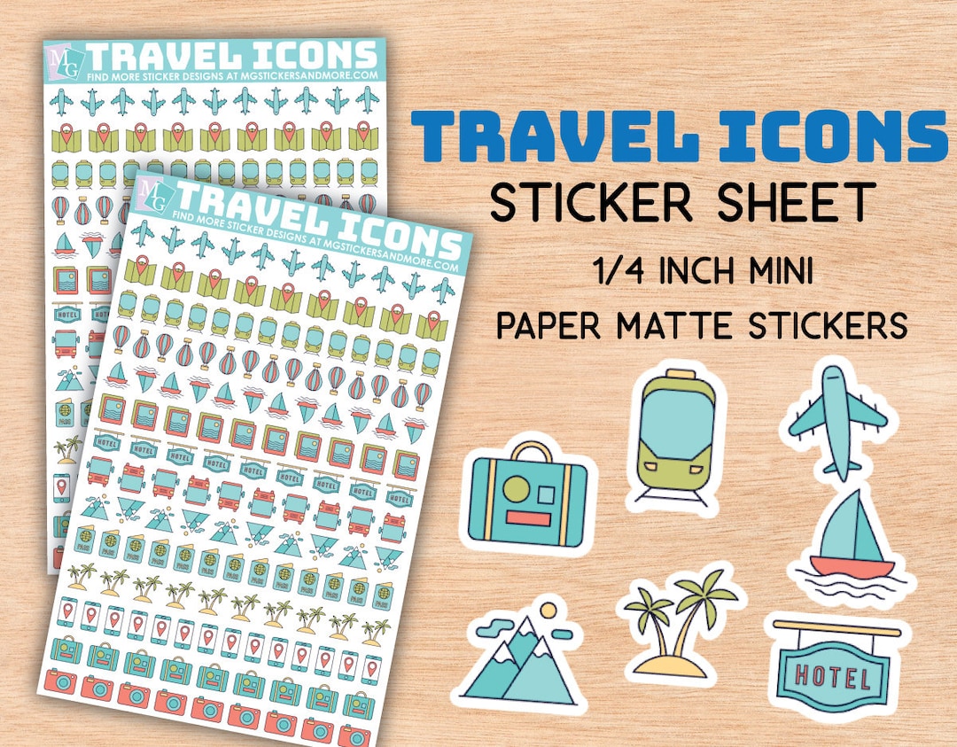 Travel Stickers, Planner Sticker, Icons, Small, Mini, Paper Matte ...