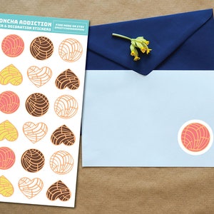 Concha Sticker Sheet, Mexican Pastries, Chocolate, Vanilla, Sugar ...