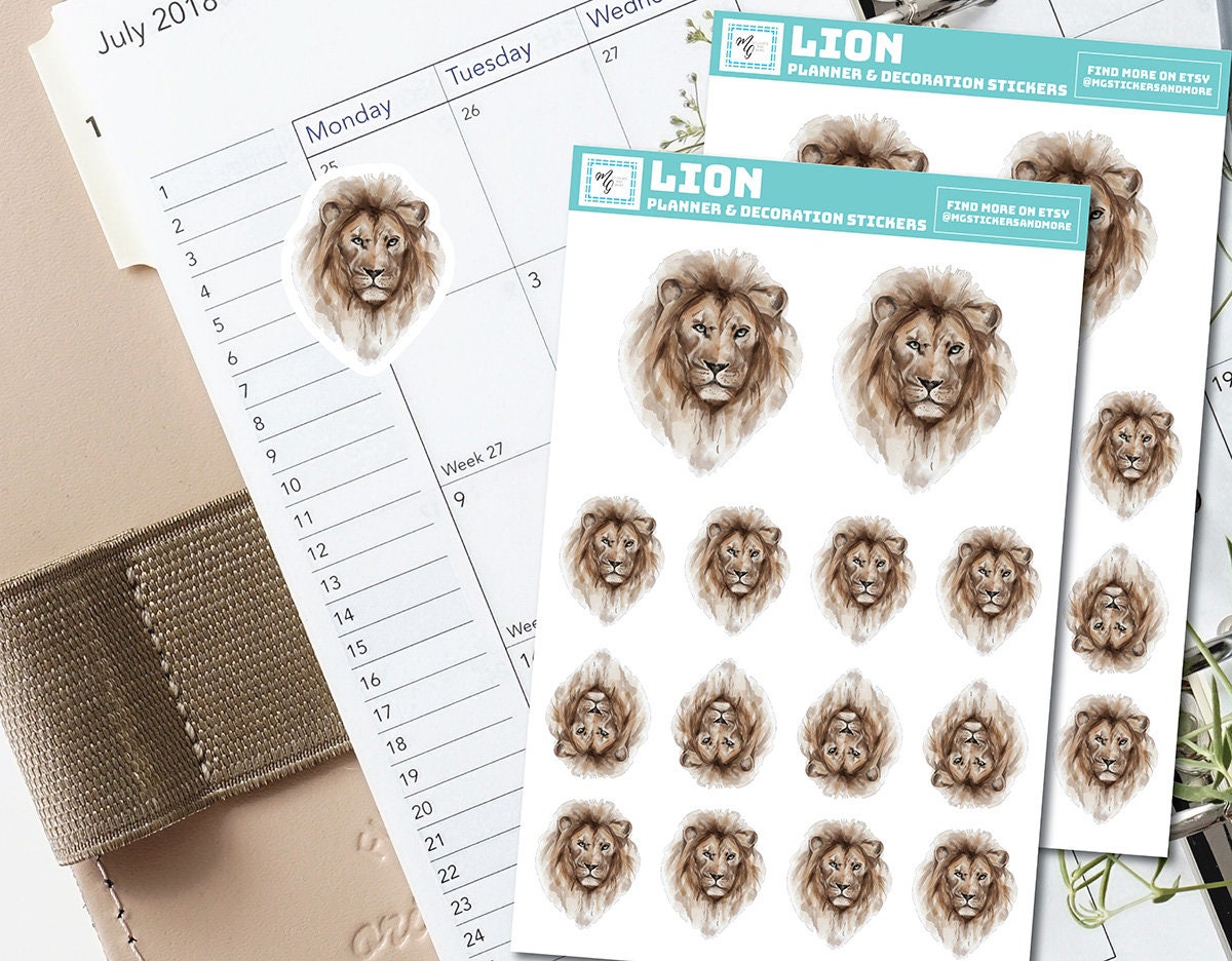 Lion Sticker Sheet, Paper Matte Stickers, Lioness, Animals, Zoo, Safari ...