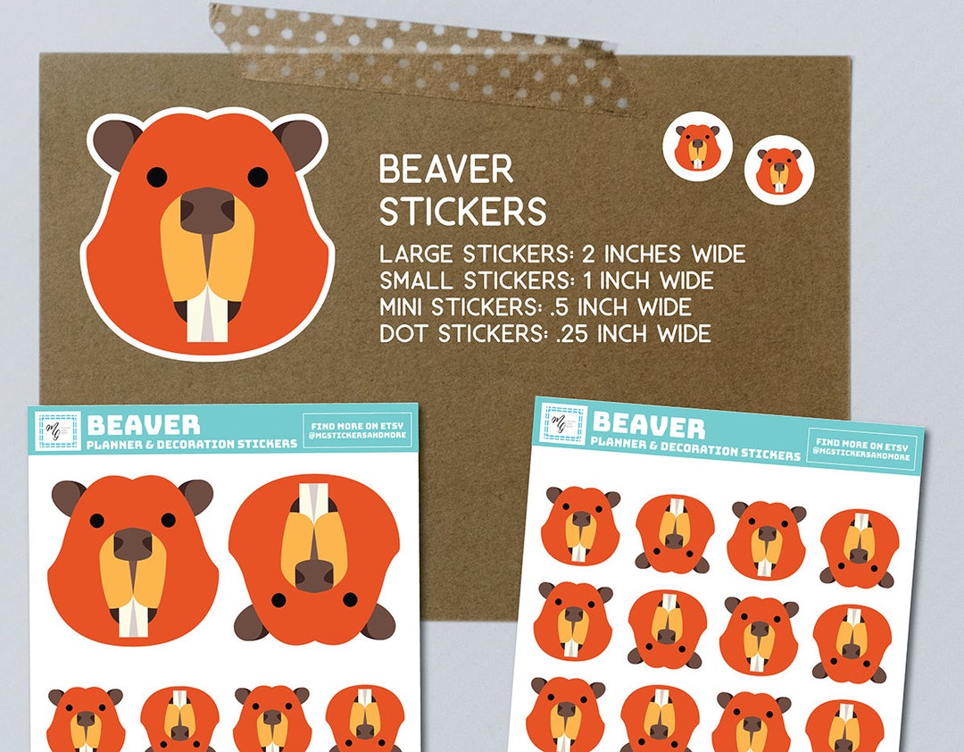Beaver Stickers, Beaver, Paper Stickers, Assorted Sizes, Bullet Journal ...