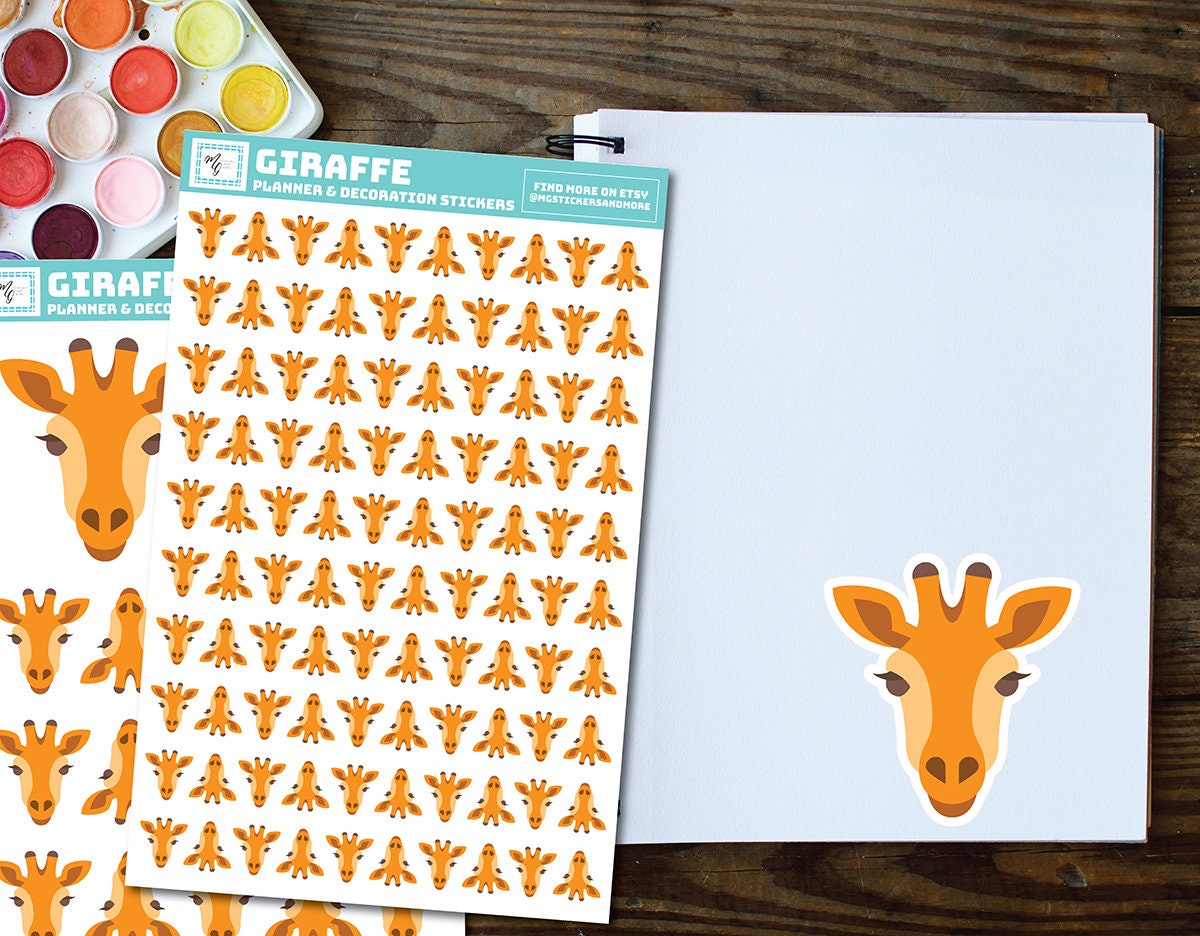 Giraffe Paper Stickers, Assorted Sizes, Animal Stickers, Giraffes, Baby ...