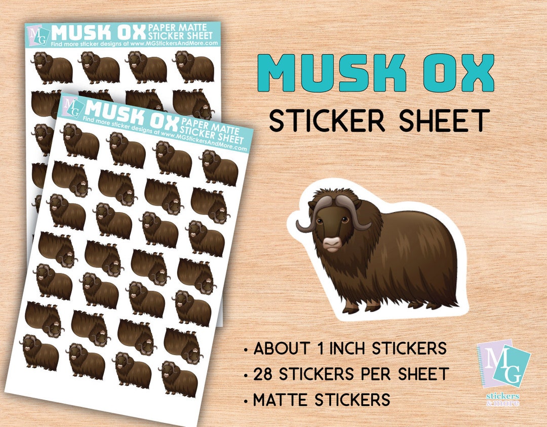 Musk Ox Sticker Sheet, Matte Stickers, Zoo, Animal Love, Animals ...