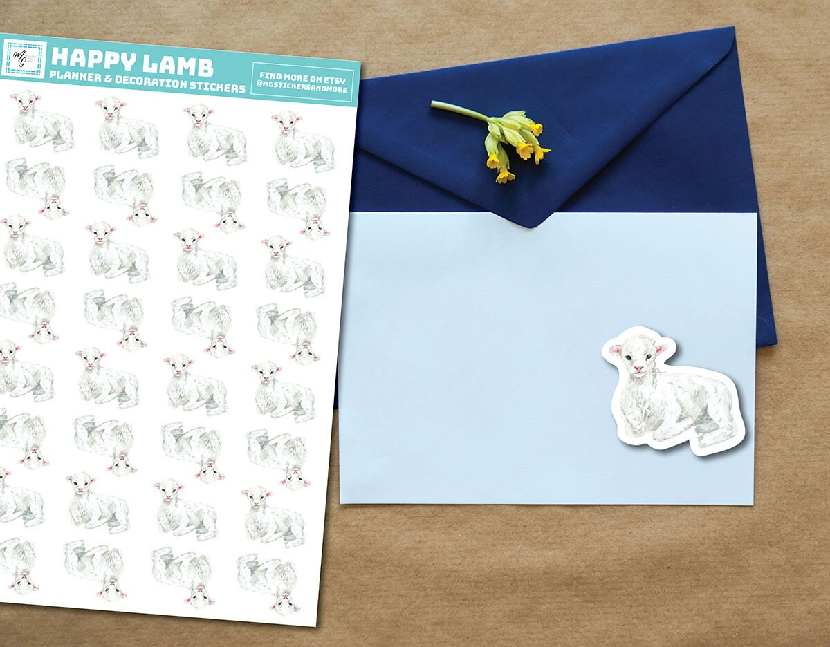 Lamb Stickers Happy Lamp Sheep Stationary Paper Stickers - Etsy