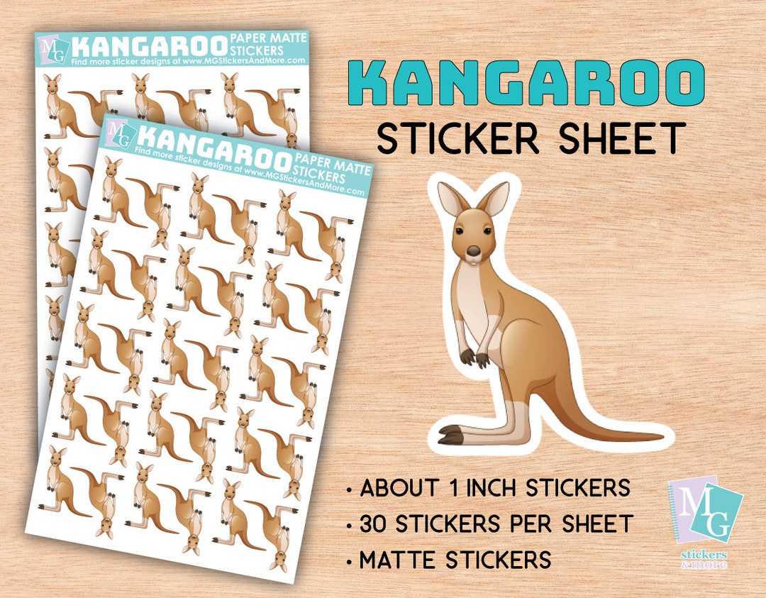 Kangaroo Sticker Sheet, Matte Stickers, Zoo, Animal Love, African ...