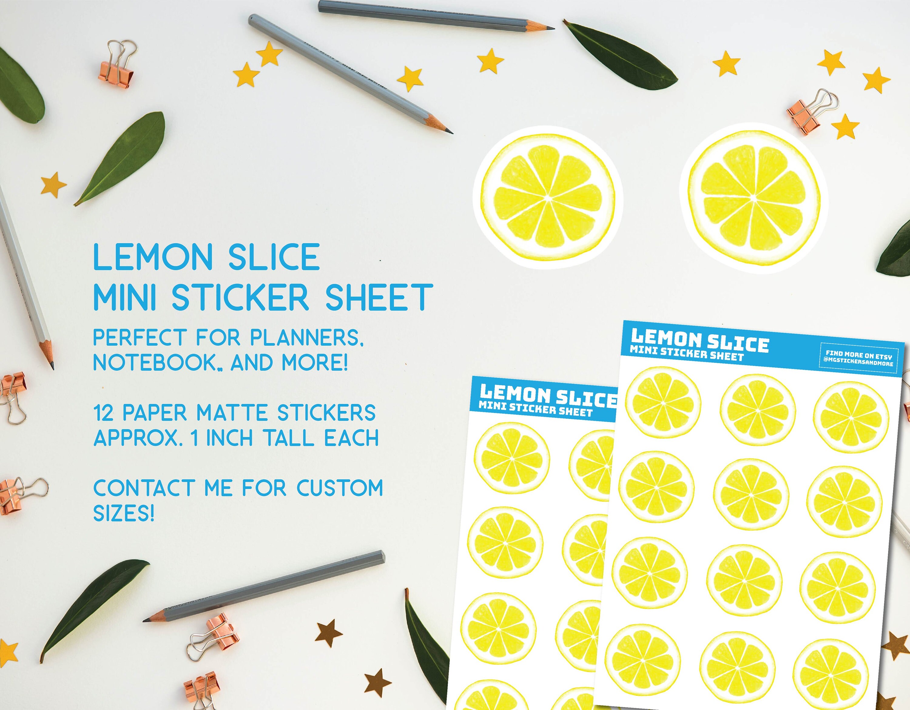 Lemon Slice Mini Stickers Oranges Fruit Paper Sticker - Etsy