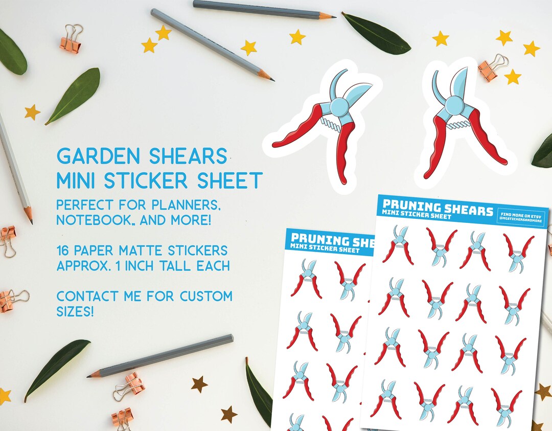 Pruning Shears Mini Stickers, Gardening, Planner, Notebook, Garden ...