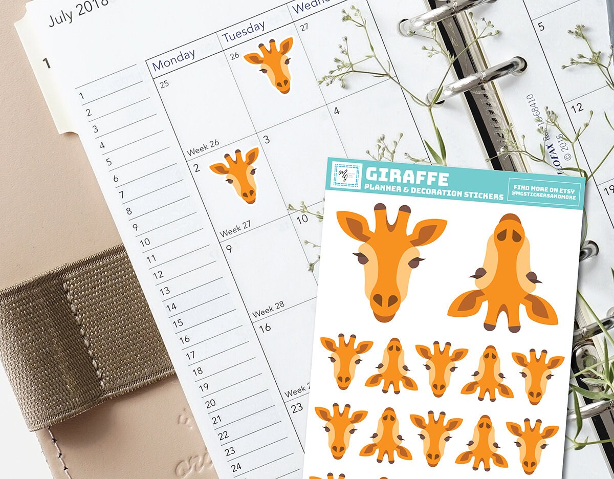 Giraffe Paper Stickers, Assorted Sizes, Animal Stickers, Giraffes, Baby ...