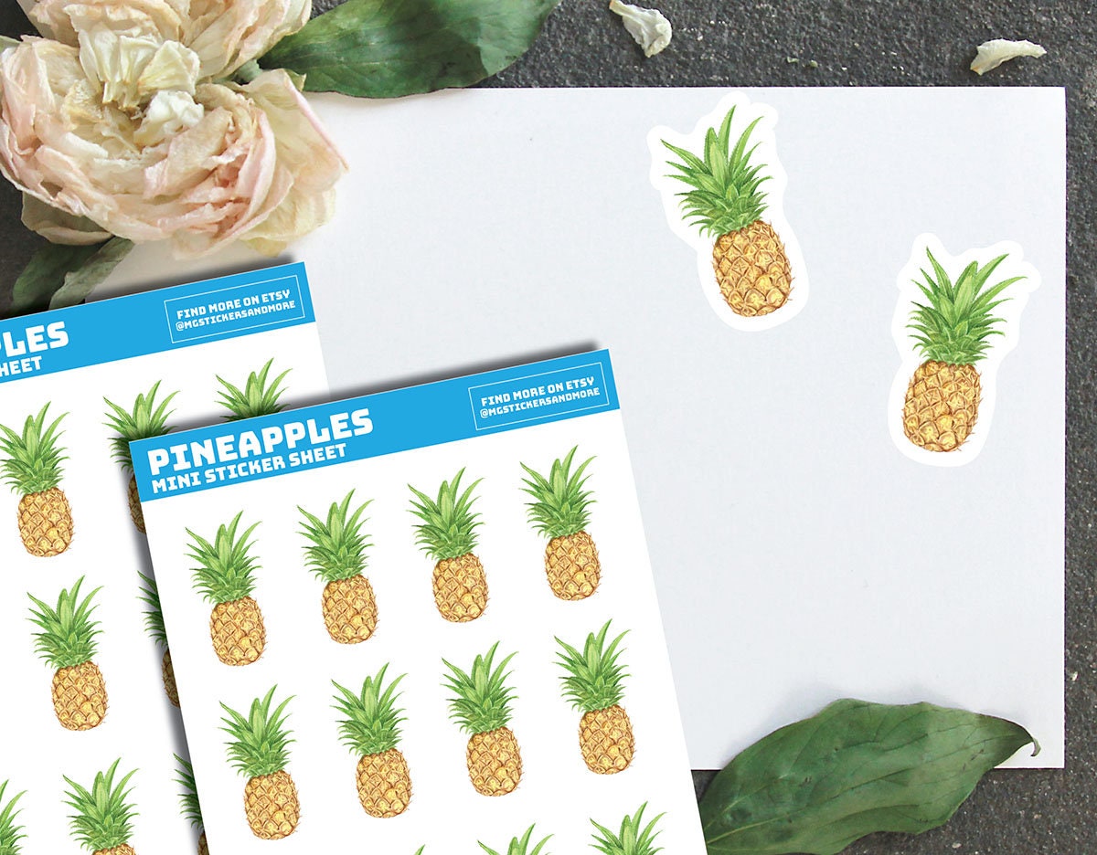 Stickers, Labels & Tags Months Sheet Pineapple-Themed Planner Sticker ...